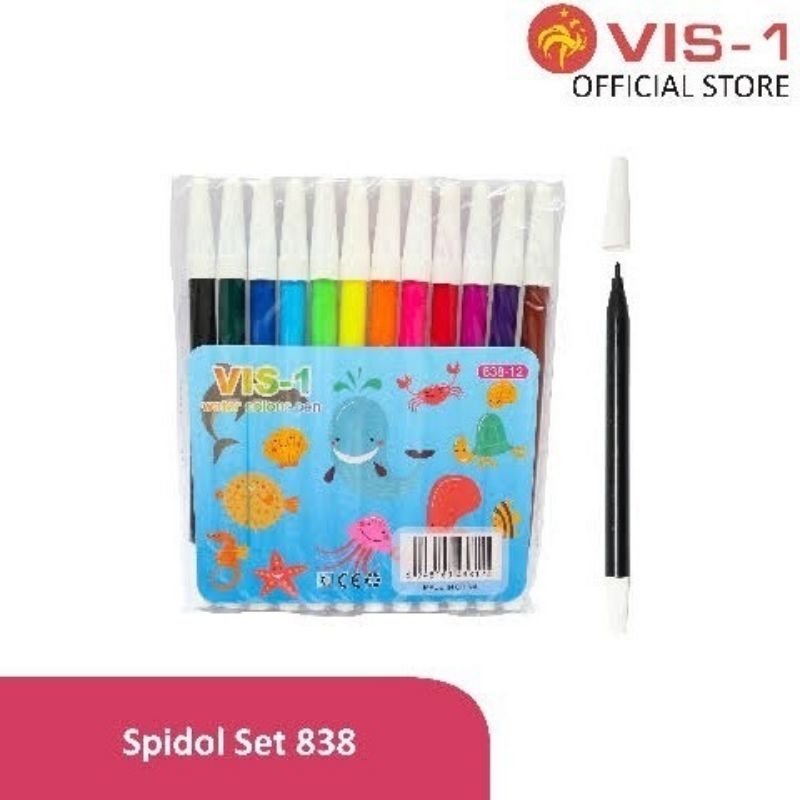 Jual SPIDOL VIS-1 12 WARNA WATER COLOUR PEN | Shopee Indonesia