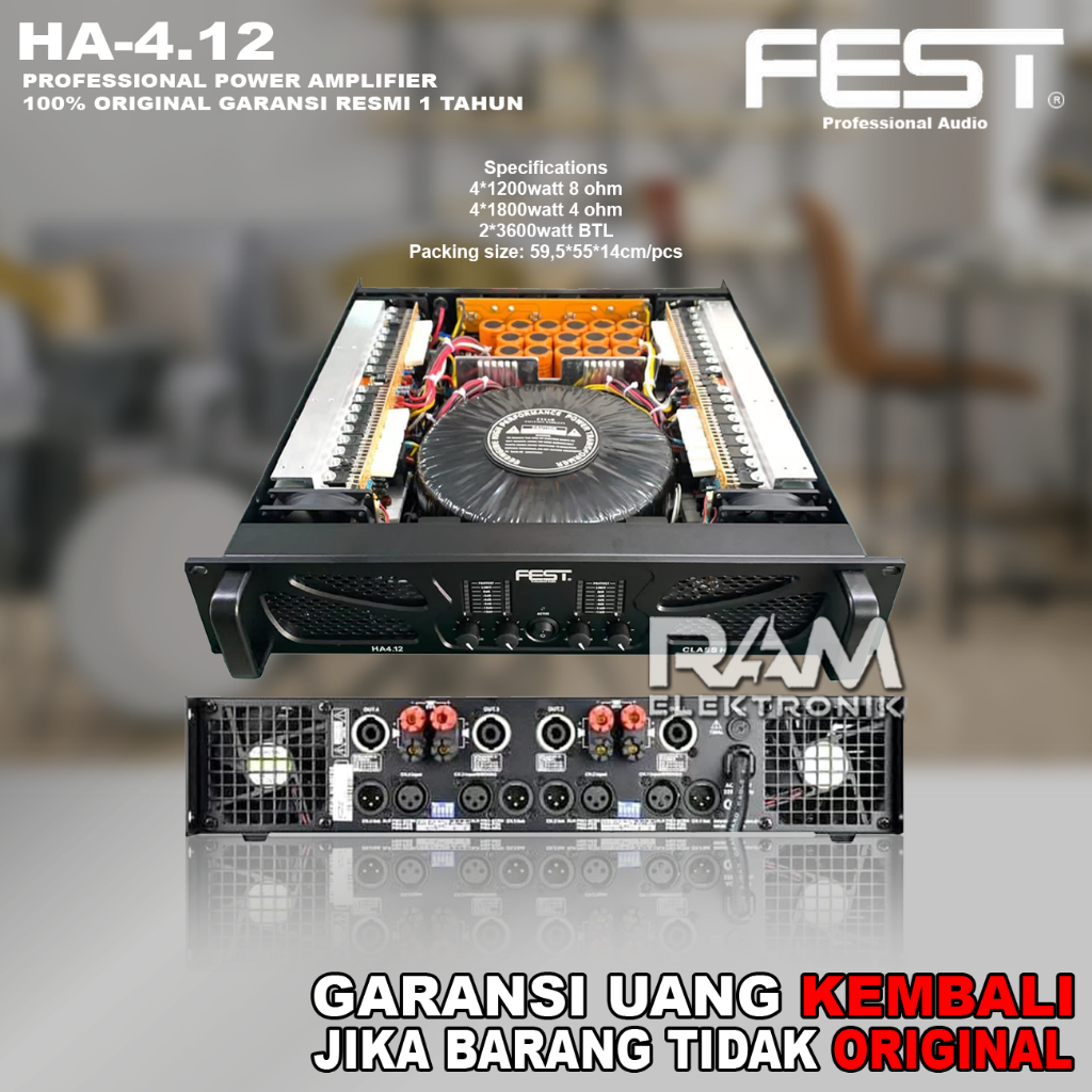 Jual Power Amplifer 4 Channel FEST HA4.12 | HA 4.12 Original 4 x 1200 ...