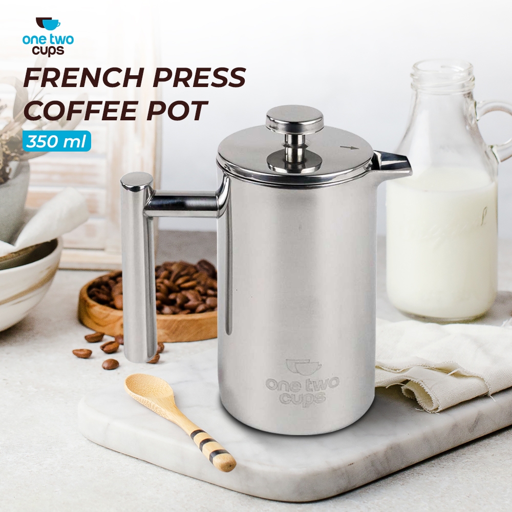 Jual One Two Cups French Press Coffee Maker Pot Stainless Steel 350ml ...