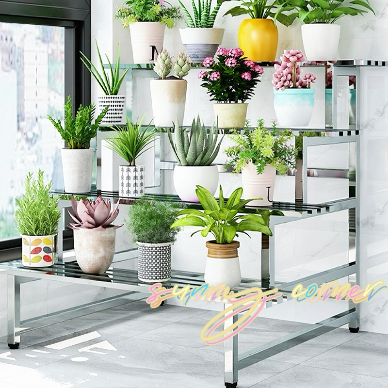 Jual Rak Bunga Stainless Steel Tingkat Premium Standing pot Susun Rak ...