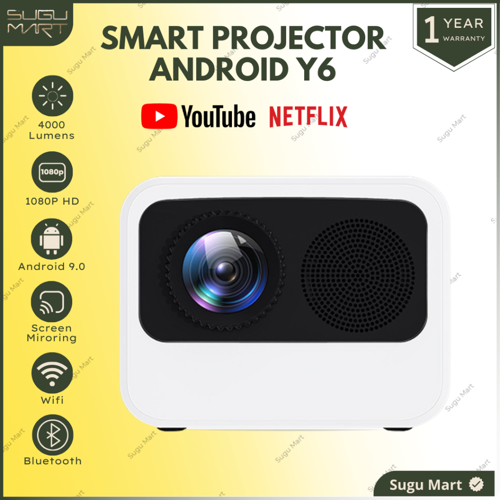 Jual Proyektor Android | Smart Proyektor Android Y6 4000 Lumens 1080P ...