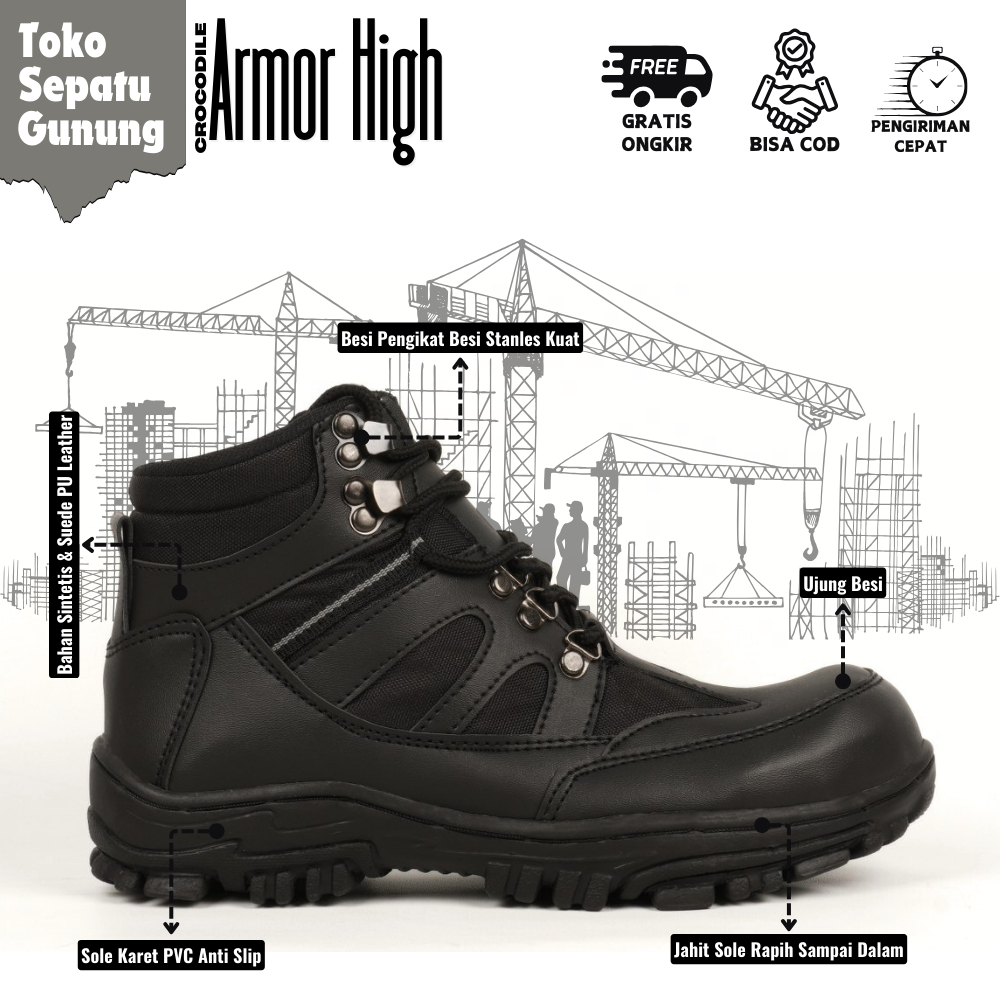 Jual Sepatu Safety Pria Boots Armor Safety Boots Sepatu Outdor Turing ...