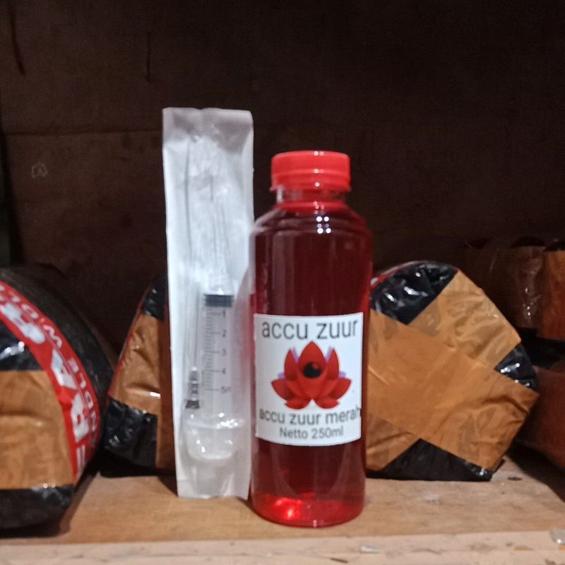 Jual Air aki merah (250ML accu zuur merah dan suntikan+jarum) | Shopee ...