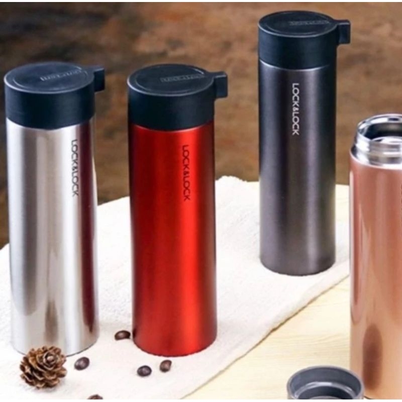 Jual Tumbler Knop Termos Air Minum LOCKNLOCK Tumbler Hot & Cool 400ml ready warna Merah | Shopee ...