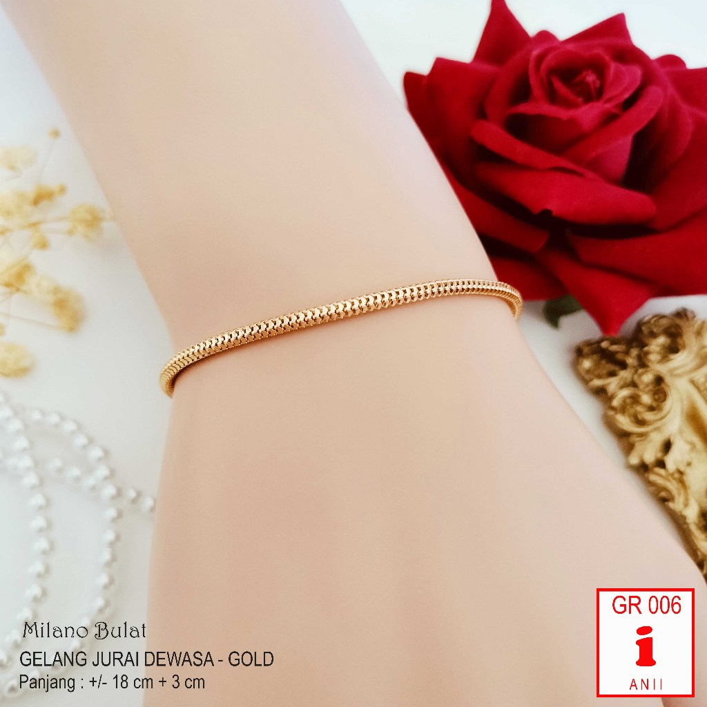 Jual GR 006 Gelang Tangan Dewasa Polos Tanpa Permata Sirkon Perhiasan ...