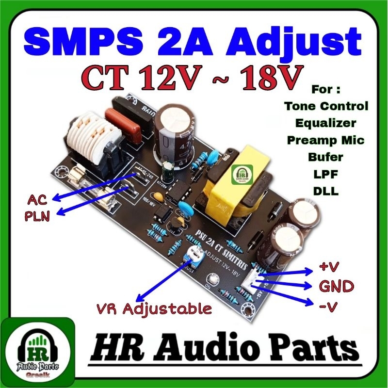 Jual SMPS 2A CT 12V 15V 18V 20V Adjustable CT12V ~ 20V for Tone Control ...