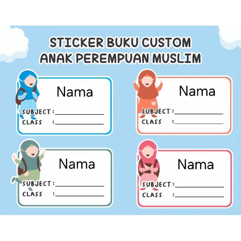 Jual PO 3 hari (Bentuk Kotak) Stiker Sticker Nama Anak untuk di tempel ...