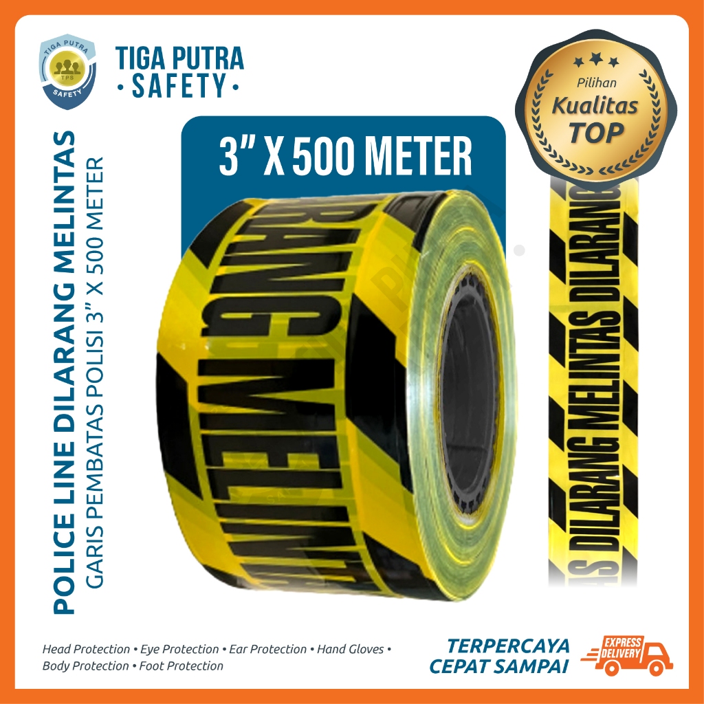 Jual Garis Polisi Dilarang Melintas Police Line Kuning Hitam 3 inch x ...
