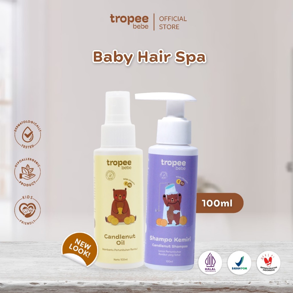 Jual Tropee Bebe Paket Minyak & Shampo Kemiri 100ml | Baby Hair Spa | Penyubur Rambut Alami ...