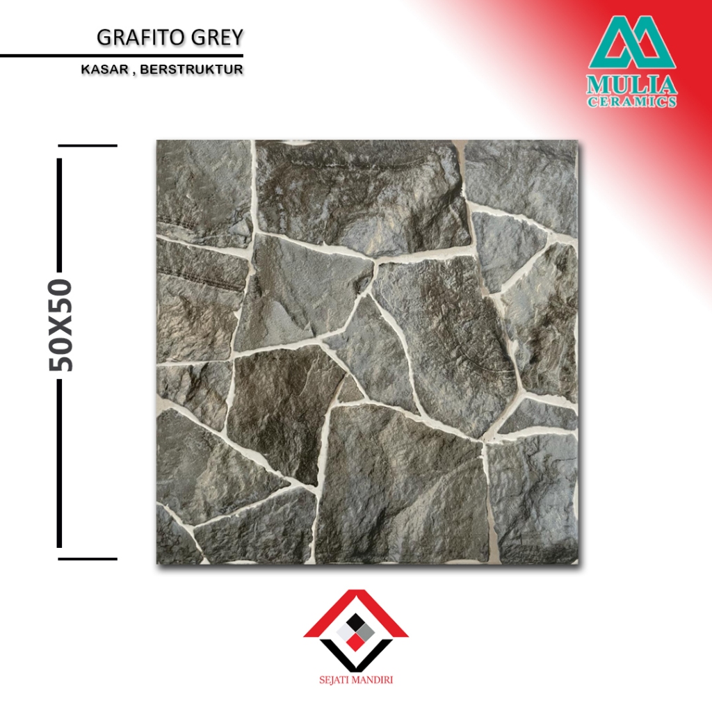 Jual keramik 50x50 - motif batu alam - mulia grafito grey | Shopee ...