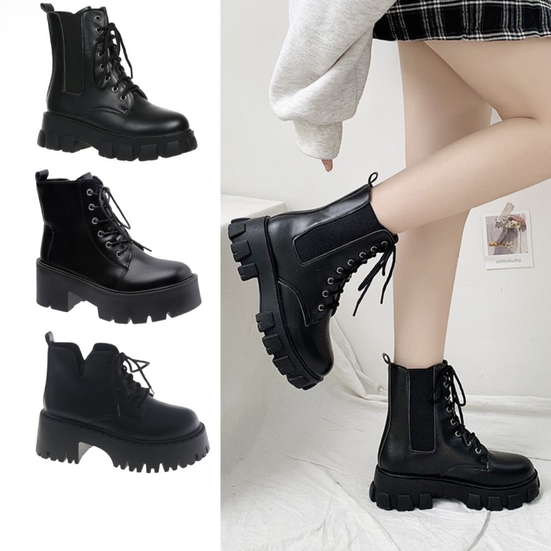 Jual AVANCEID 1950 Sepatu Sneakers Boots Wanita Docmart Putih Hitam ...