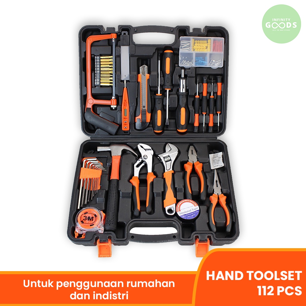 Jual KAN Hand Toolset 112 Pcs Tool Kit Alat Rumah Tangga Tool Kit Set Toolkit Toolbox | Shopee ...