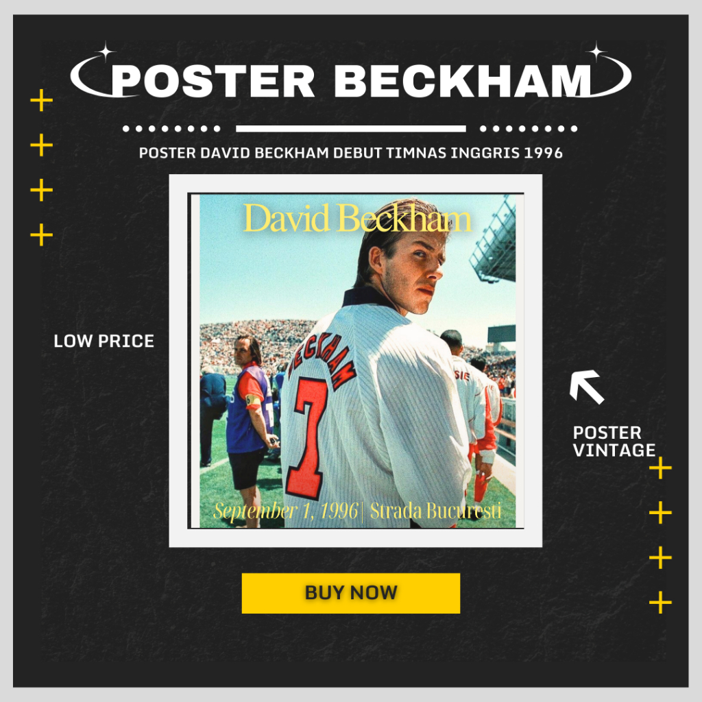 Jual Poster Sepakbola David Beckham England 1996 Aesthetic Vintage ...