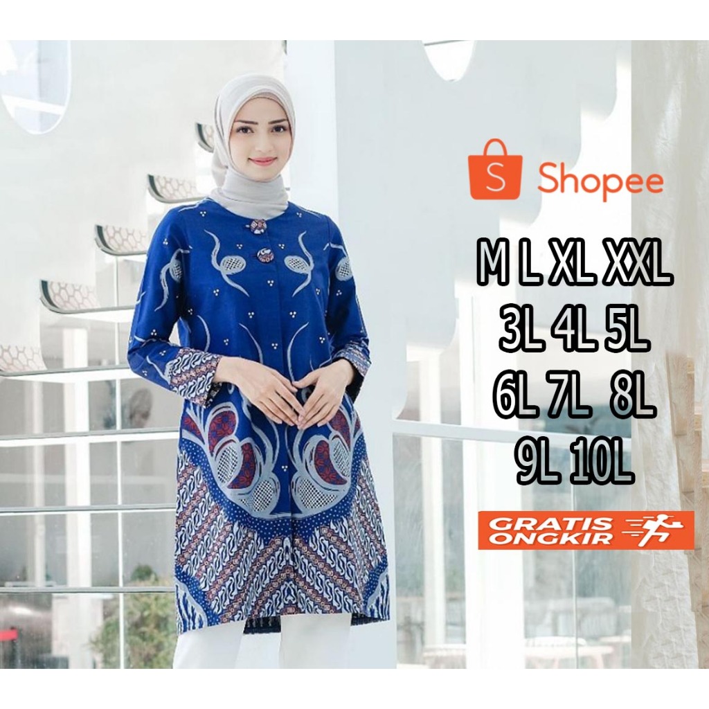 Jual Tunik Big Size - Ukuran M L XL XXL 3L 4L 5L 10L - Atasan Tunik Batik Jumbo - Pakaian Couple ...