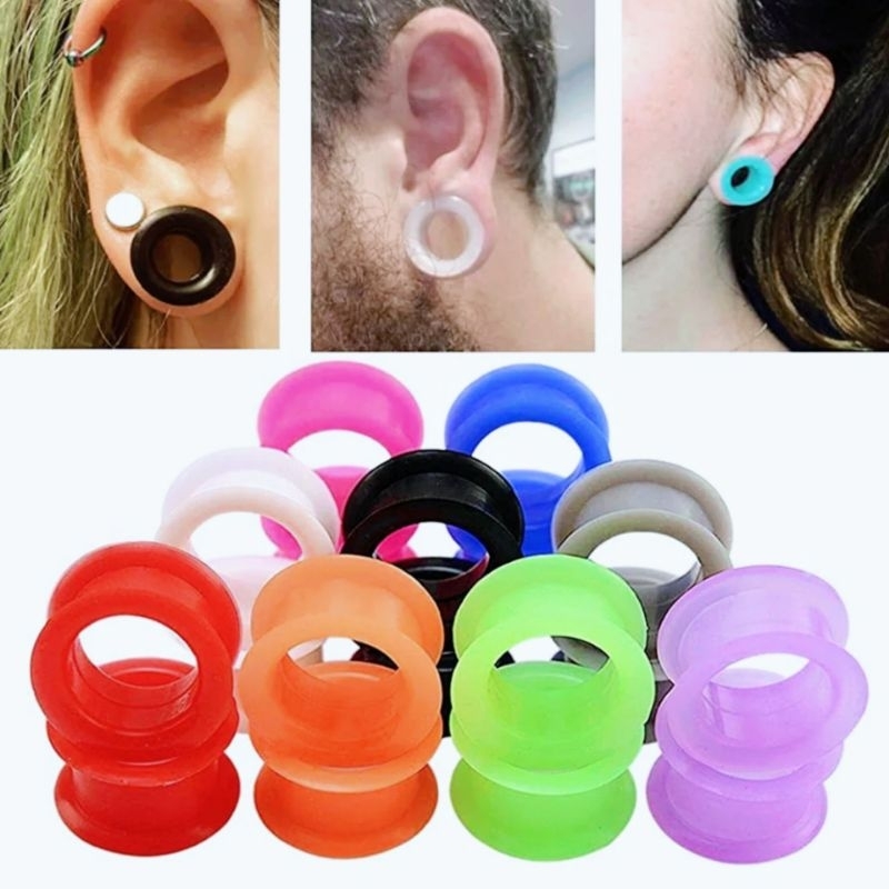 Jual PIERCING TELINGA SILIKON WARNA / PIERCING EAR PLUG / PLONG KARET ...
