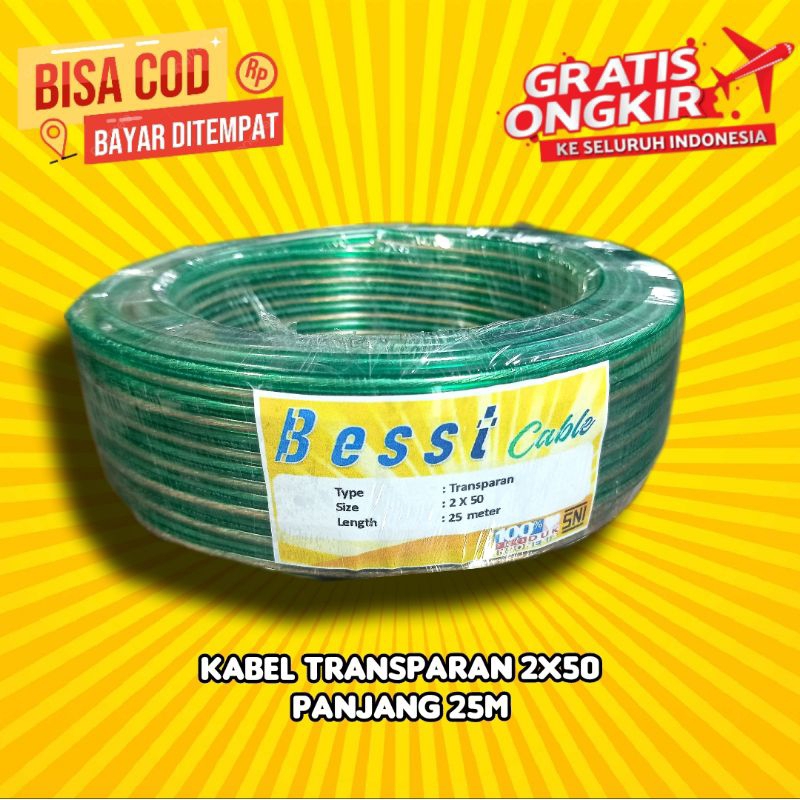 Jual Kabel Transparan size 2x50 panjang 25meter FULL COD | Shopee Indonesia