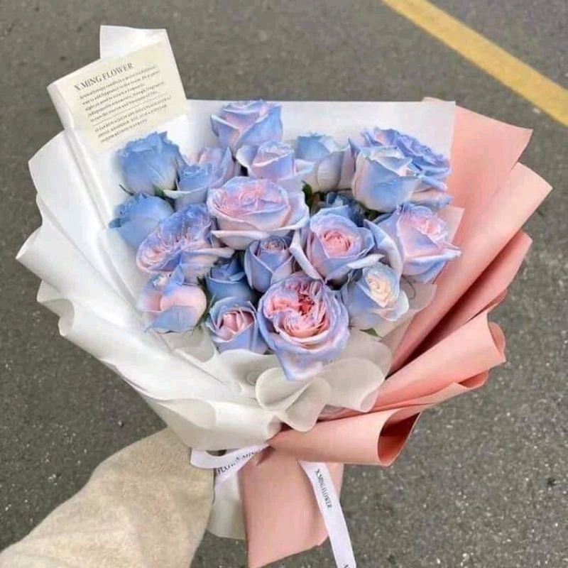Jual Unicorn blue - baby pink flower bouquet | buket bunga korean style ...