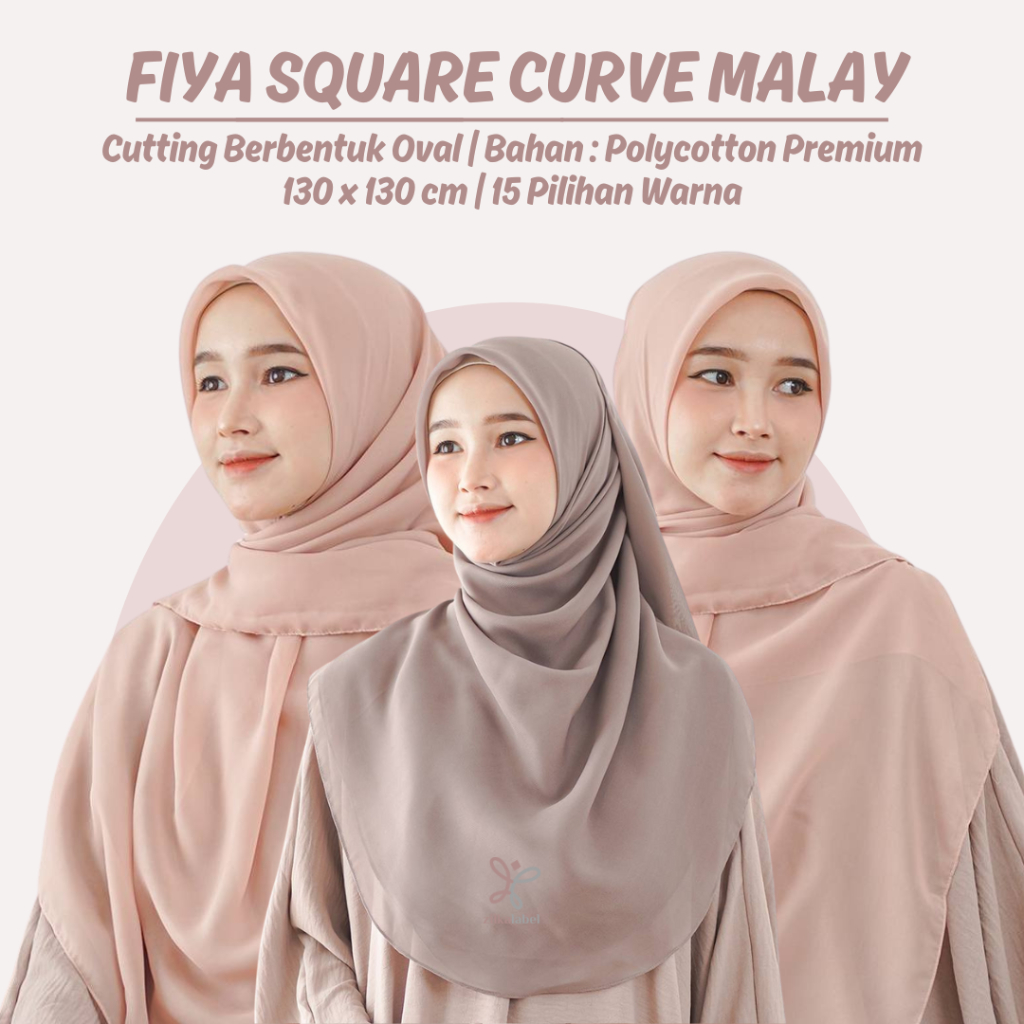 Jual FIYA SQUARE CURVE MALAY/Hijab Oval 130cmx130cm/ Kerudung Syari ...