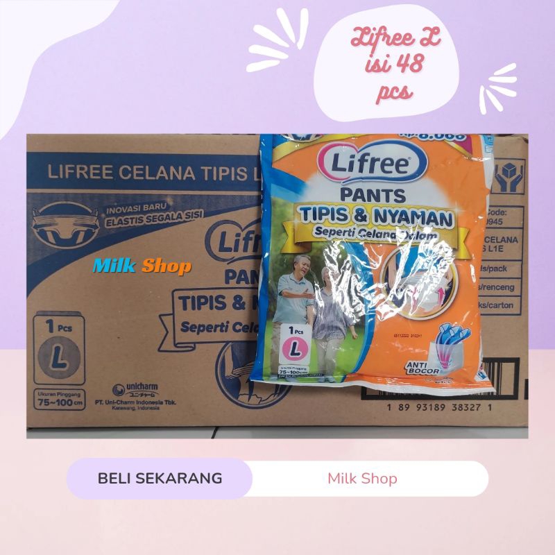 Jual Lifree Popok Celana Dewasa Lansia Ibu Melahirkan Kartonan Ukuran M - XXL isi 48 pcs ...