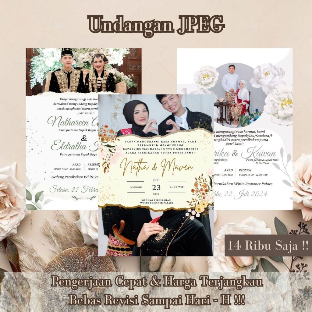 Jual Undangan Digital Pernikahan bentuk Gambar JPG Elegant Keren ...