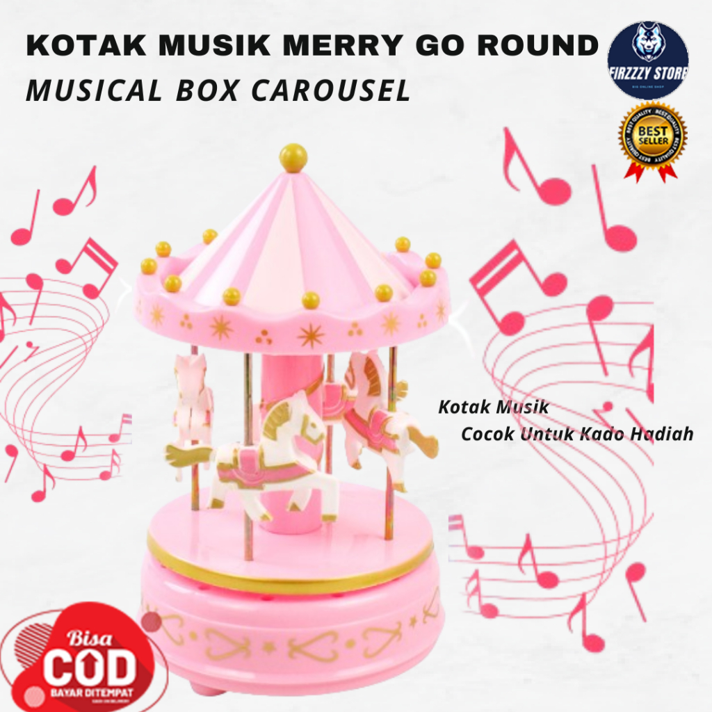 Jual Kotak Musik Merry Go Round Musical Box Carousel - Pink | Shopee ...