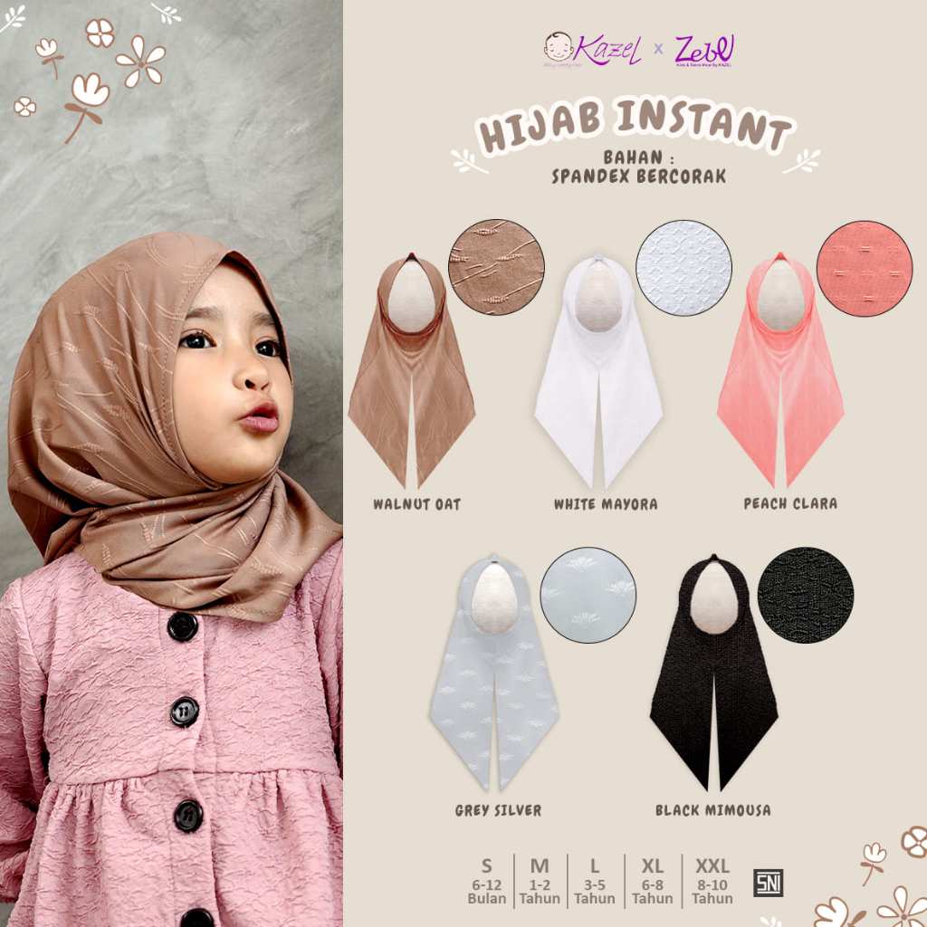Jual Kazel Hijab Instant Bercorak Anak Perempuan (1 Pcs) 6Bulan-10Tahun ...