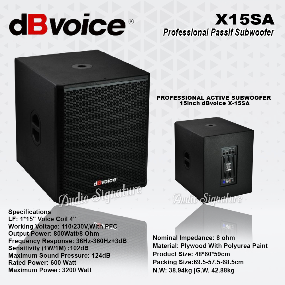 Jual Speaker Subwoofer Aktif 15 Inch DB VOICE X15SA | X 15SA | X 15 SA ...