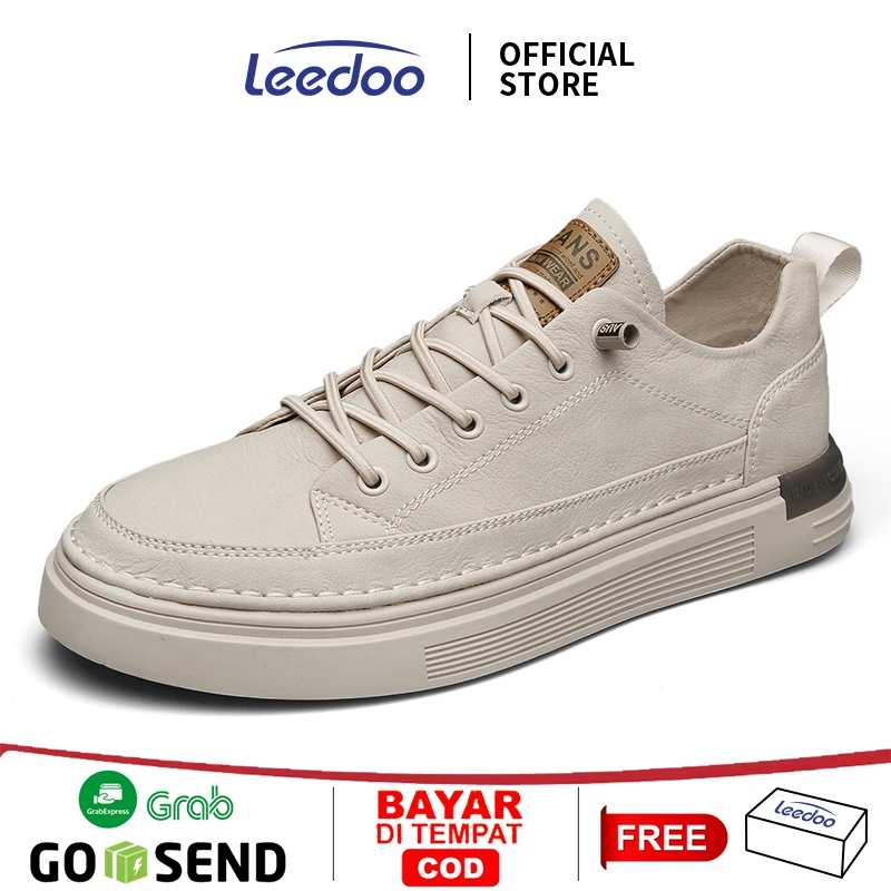 Jual Leedoo Sepatu Lari Fashion Sport Sepatu Pria Kulit Cowok Kekinian Sneakers Putih Casual ...