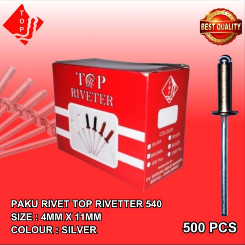 Jual Paku Rivet TOP RIVETER 540 size 4mm x 11mm isi 500pcs | Shopee ...
