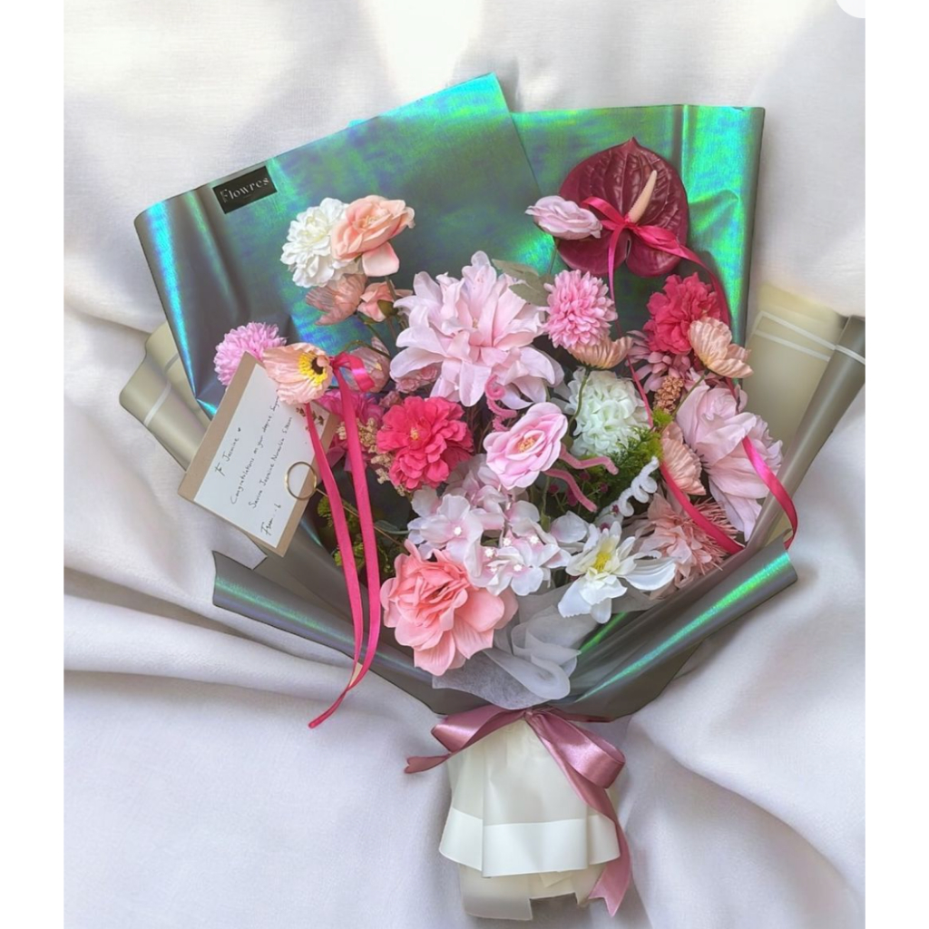 Jual Pinky blush bouquet - / Buket Bunga Artificial Wisuda / Buket ...