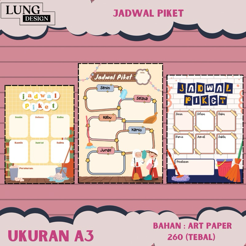 Jual Poster Jadwal Piket - Poster Edukasi Anak - Poster belajar anak ...
