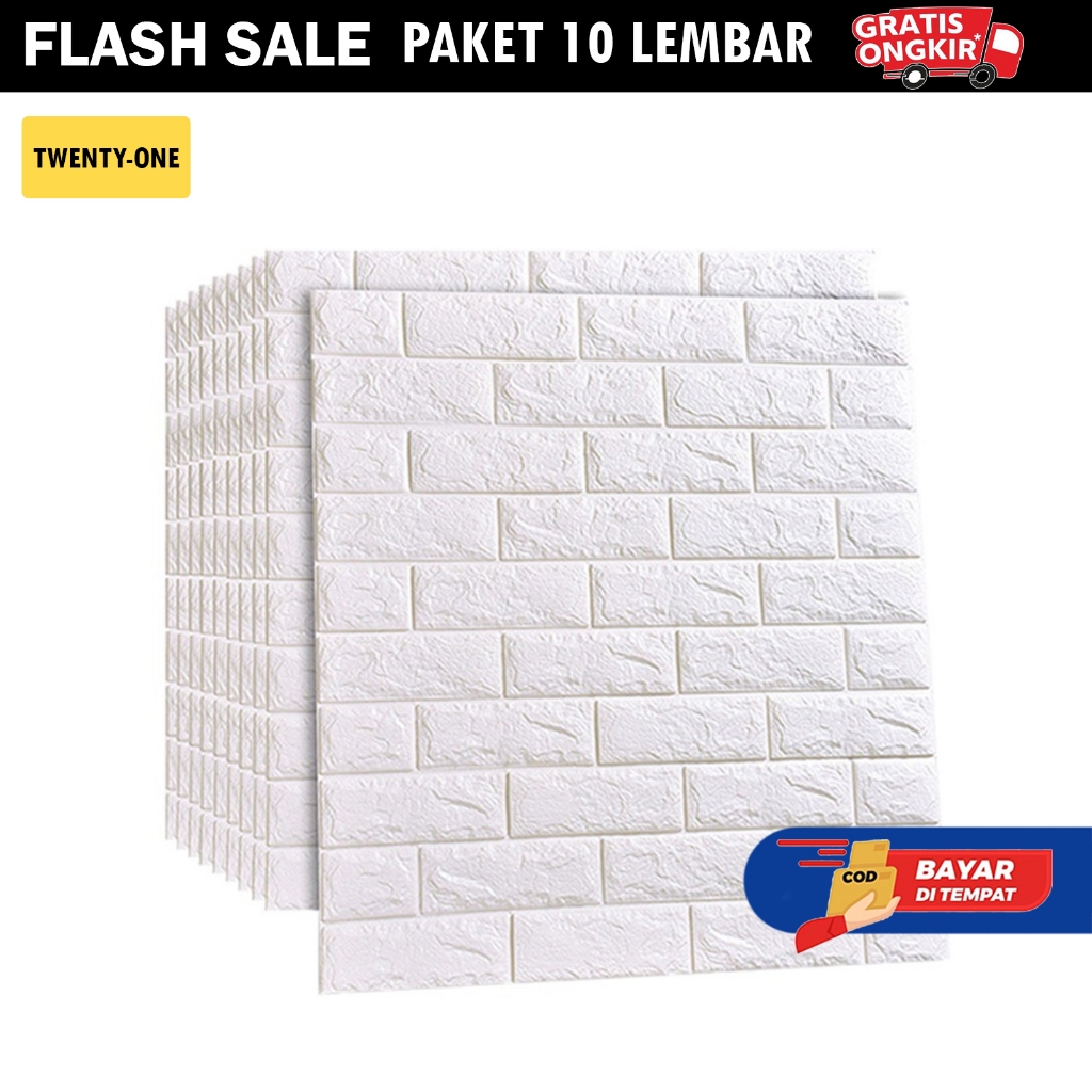 Jual PAKET 10 LEMBAR Wallpaper 3D Ukuran 38CM X 77CM Foam Wallpaper ...