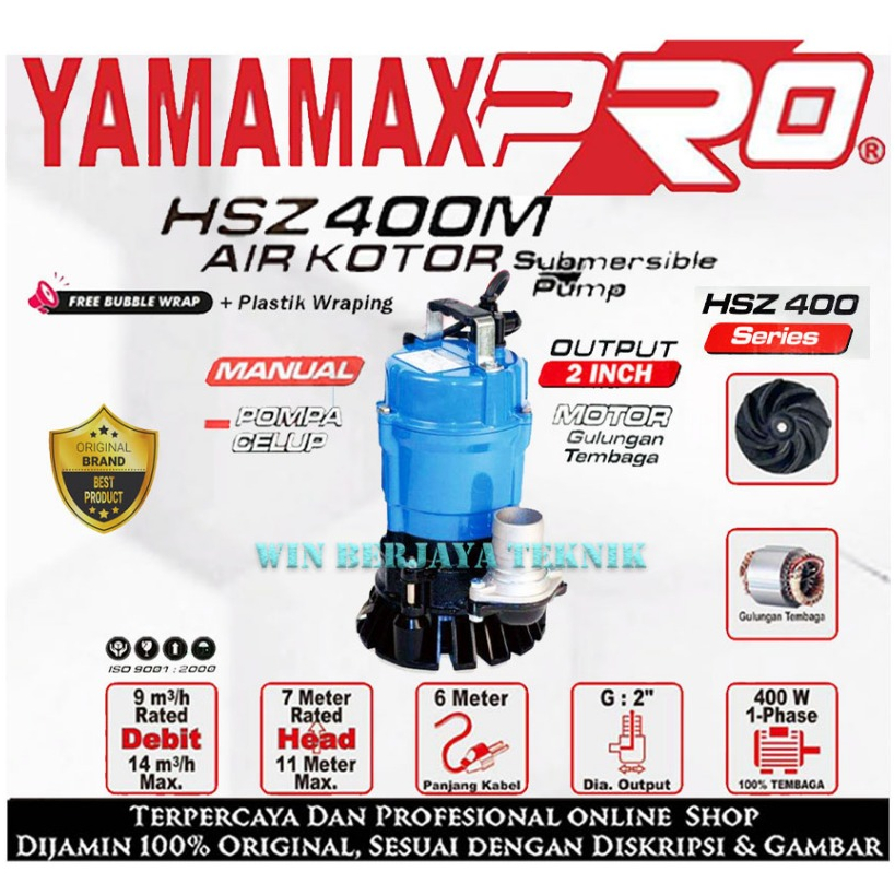 Jual YAMAMAX PRO HSZ 400 M Pompa Celup Air Kotor Bersih Keruh 2 Inch ...