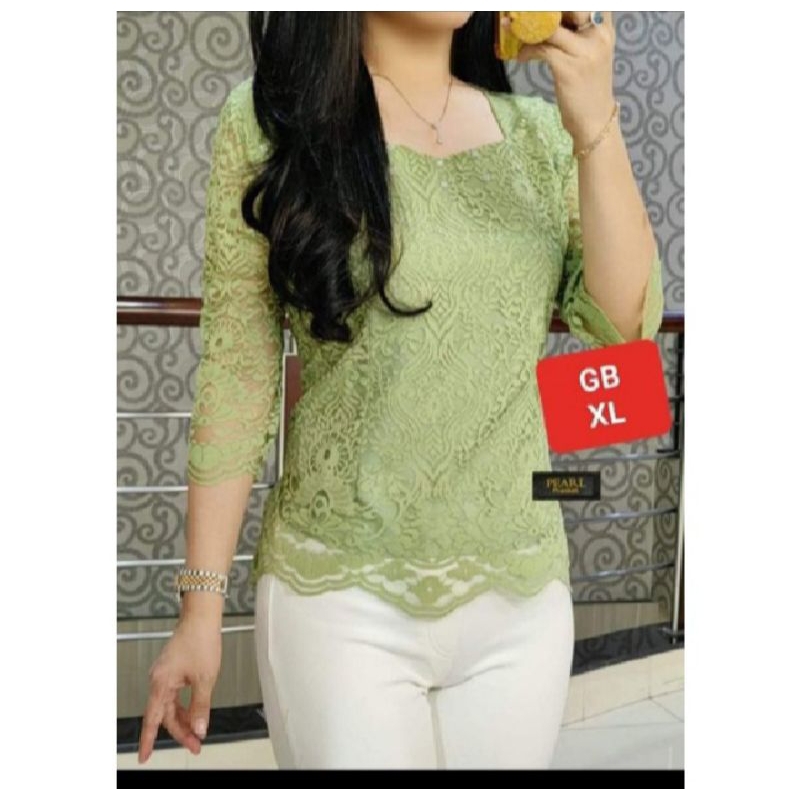 Jual Blus kebaya brokat model tangan lurus terbaru,Atasan brokat wanita ...