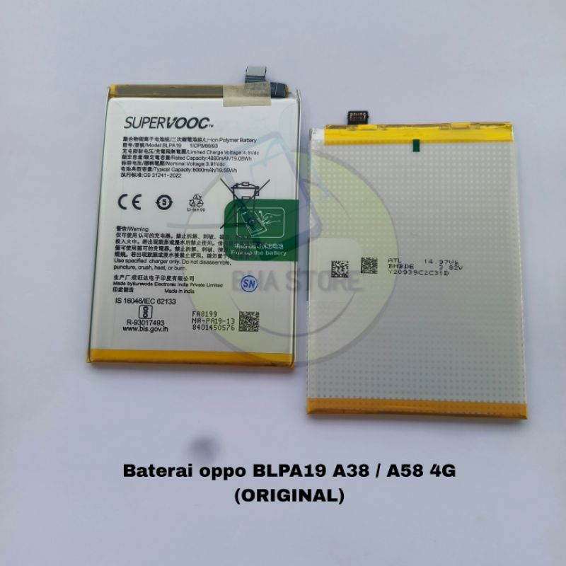 Jual Baterai battery BLPA19 oppo A38 / A58 4G original batre | Shopee ...
