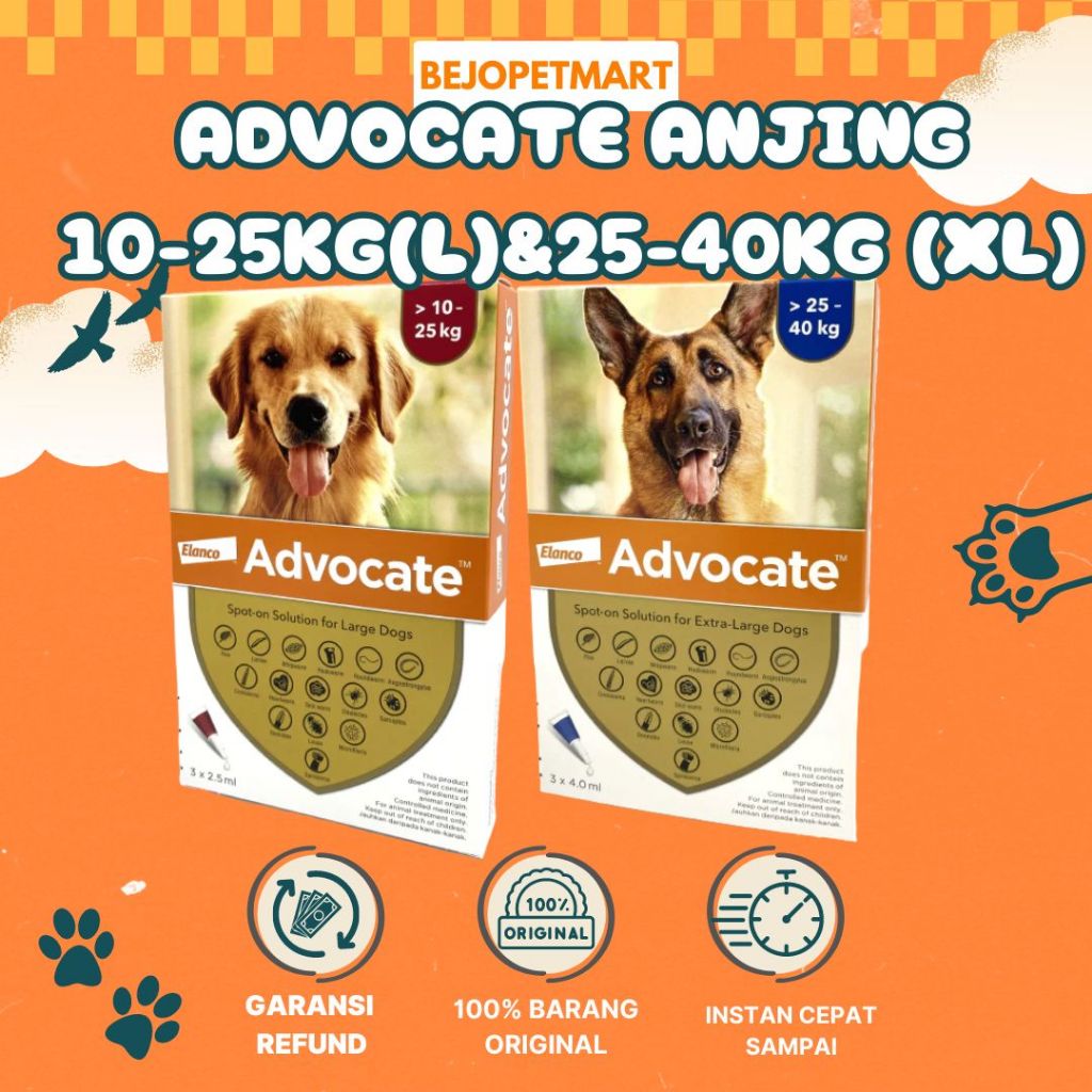 Jual ADVOCATE DOG 10-25 KG ( OBAT KUTU ANJING 1PC ) | Shopee Indonesia
