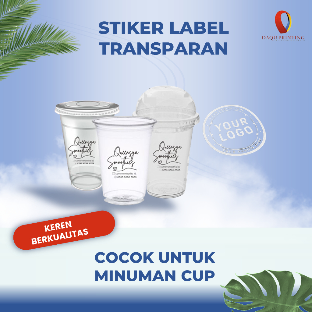 Jual Stiker Label Transparan Cup Minuman - Kotak | Shopee Indonesia