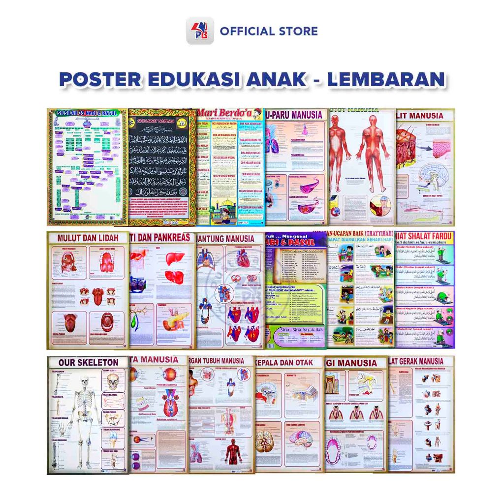 Jual Poster Edukasi Anak Mainan Edukasi Anak Lembaran Alat Gerak ...
