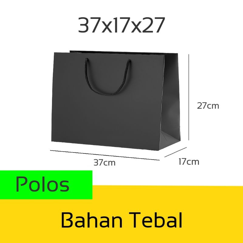 Jual Paper Bag Tas Kertas Hitam Polos Custom Bahan Kraft Tebal Ukuran 8140
