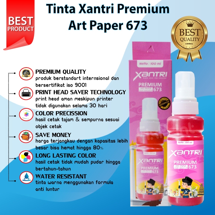 Jual Tinta Refill Xantri Original Art Paper 664/673 100ml CMYK LC LM ...