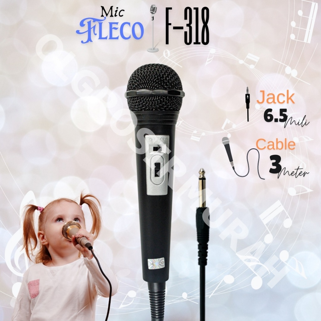Jual Mic Dynamic Wire Fleco F-318 Microphone Kabel Karaoke Mikrofon ...