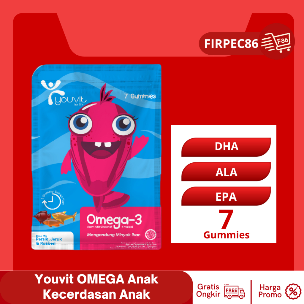 Jual Youvit Omega 3 Kids 7 Gummies - Suplemen Omega 3 Bentuk Gummy Rasa ...