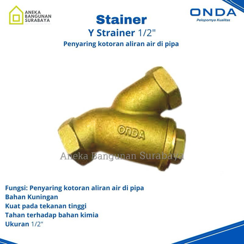 Jual Y Strainer ONDA 1/2” 3/4” 1” drat penyaring kotoran di pipa bahan ...