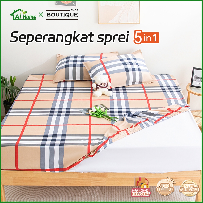 Jual Ai Home Seprei Set Motif Kotak Kotak Bahan Polyester Ukuran ...
