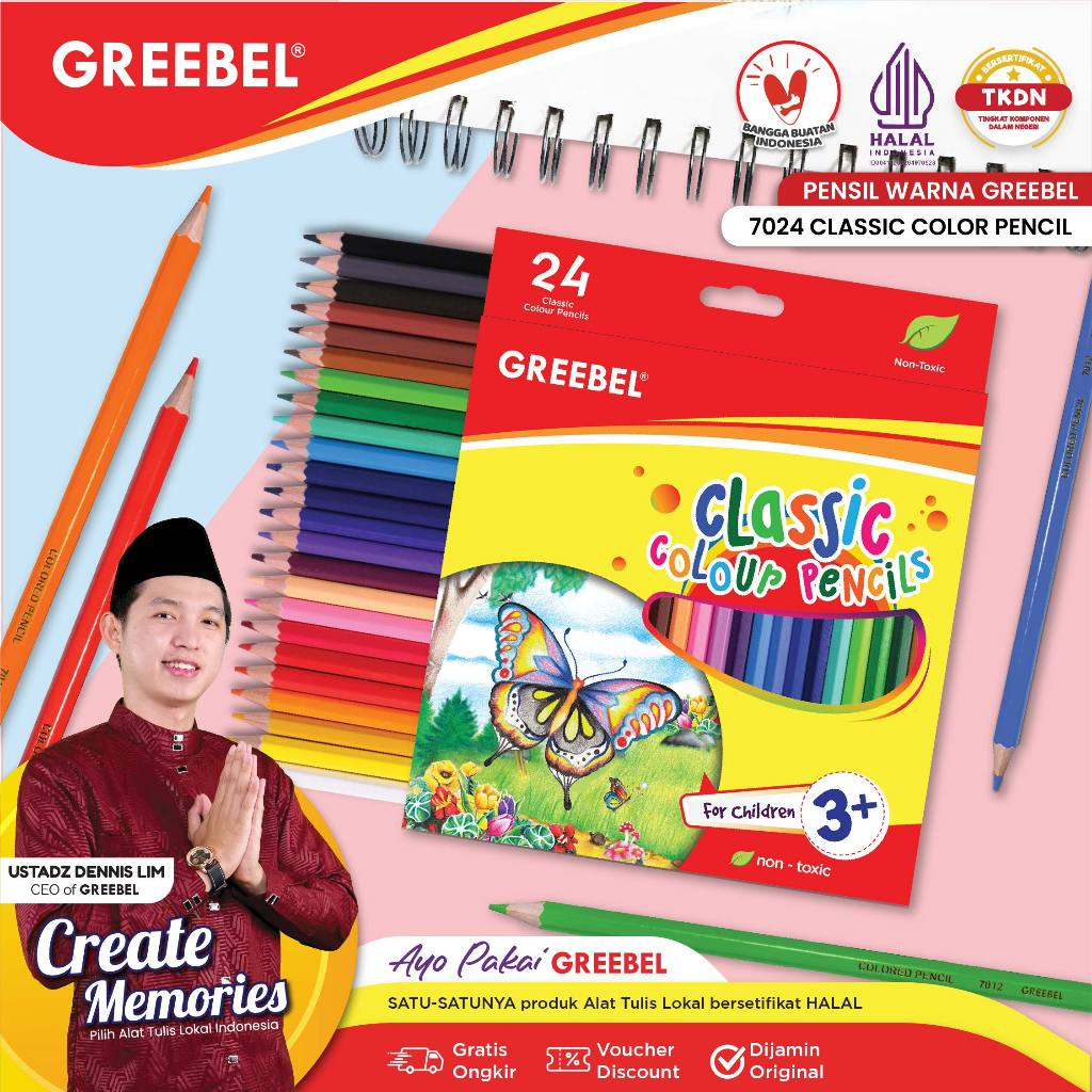 Jual Greebel Classic Colour Pencil 12 - 24 - 36 Warna - Pensil Warna ...