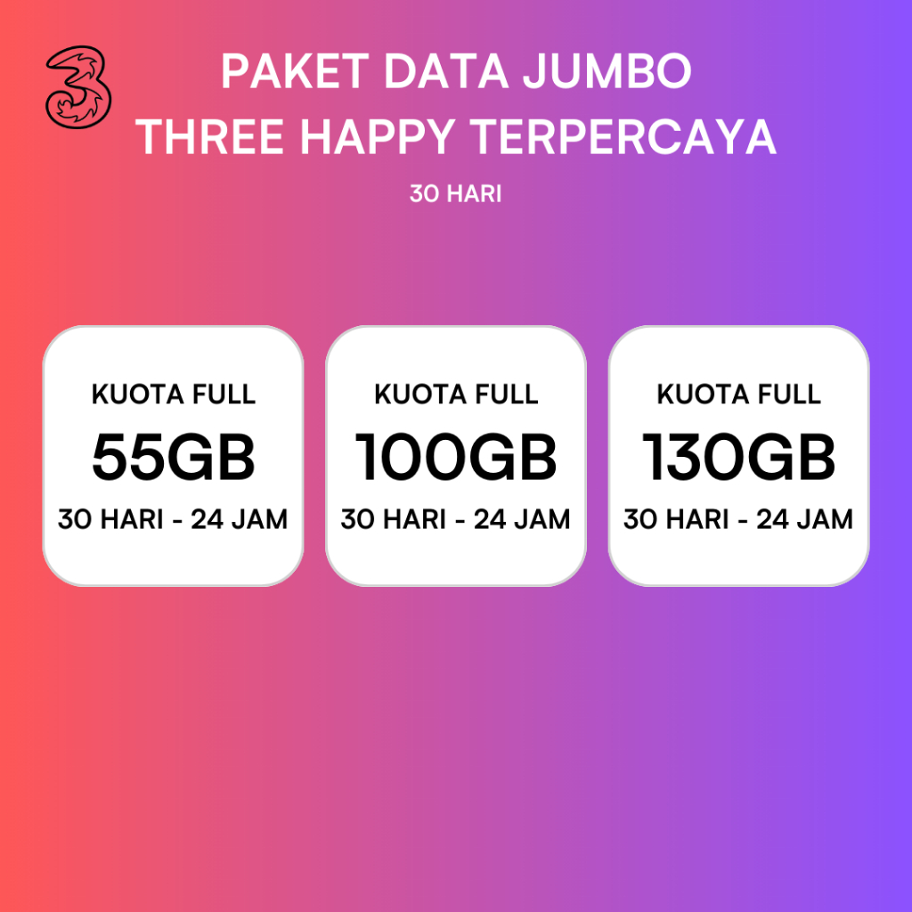 Jual PAKET DATA JUMBO TRI HAPPY BULANAN 30 HARI TEPERCAYA SUPER MURAH ...