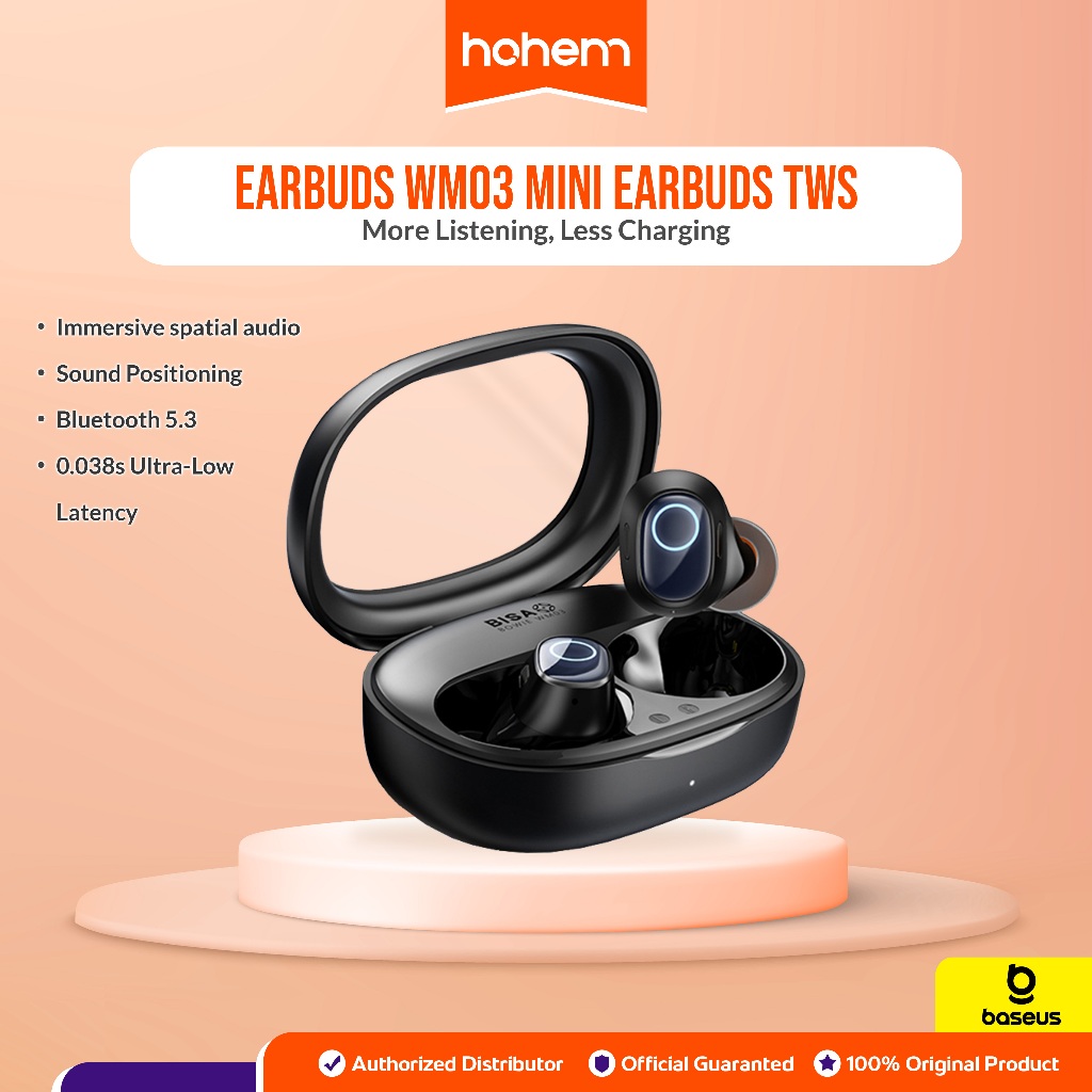 Jual Baseus Original Earphone WM03 Mini Earbuds TWS True Wireless ...