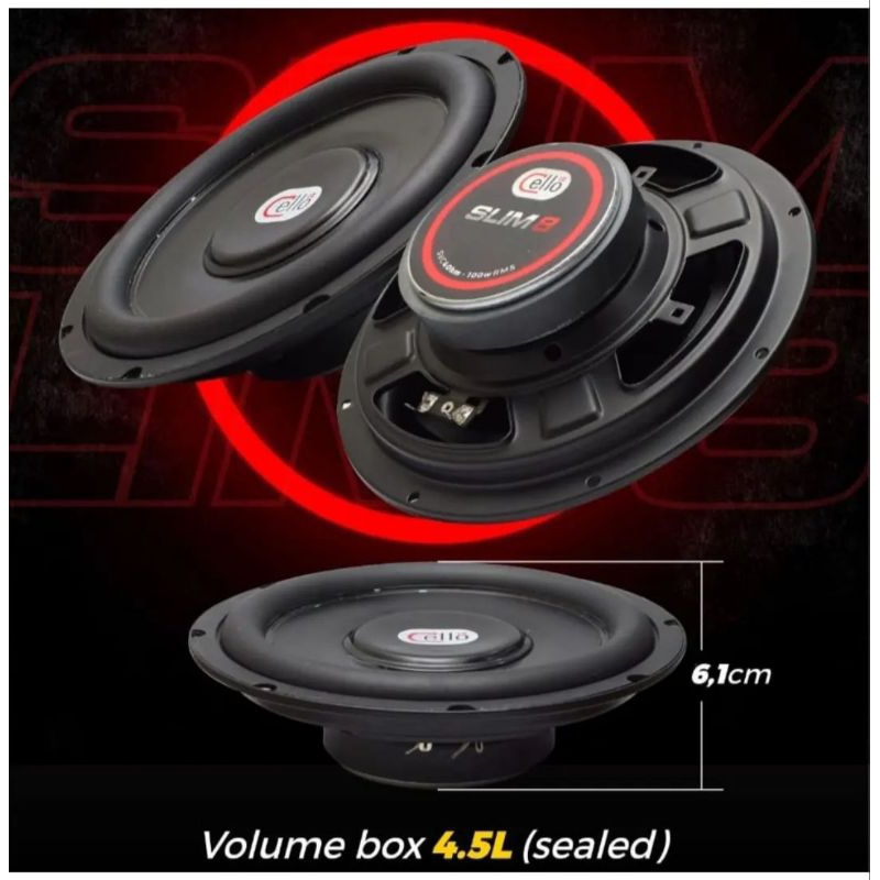 Jual SUBWOOFER MERK CELLO SLIM8 SLIM 8 UKURAN 8 INCH MODEL SLIM TIPIS ...