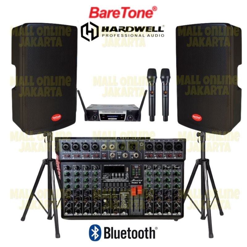 Jual Paket speaker aktif 15 inch Baretone Max15rc 500 watt sound system outdoor | Shopee Indonesia
