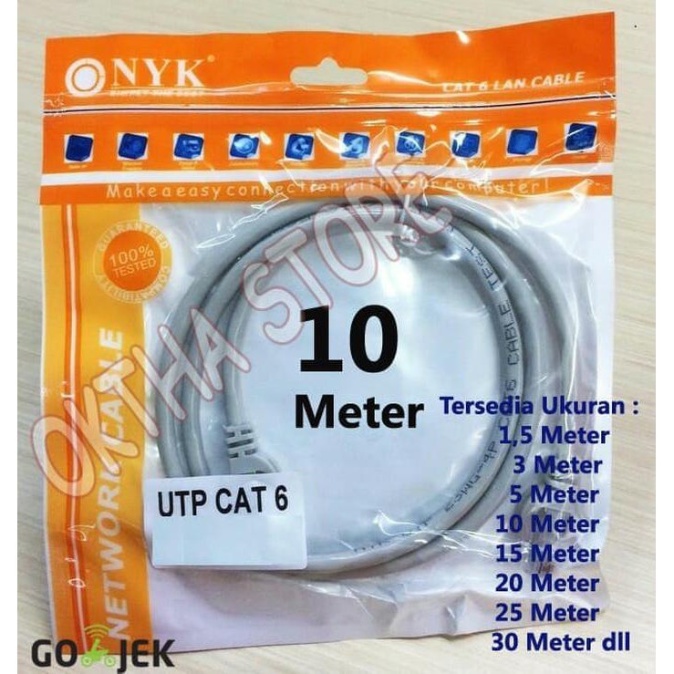 Jual Kabel lan UTP Cat 6 NYK RJ45 10m | Shopee Indonesia